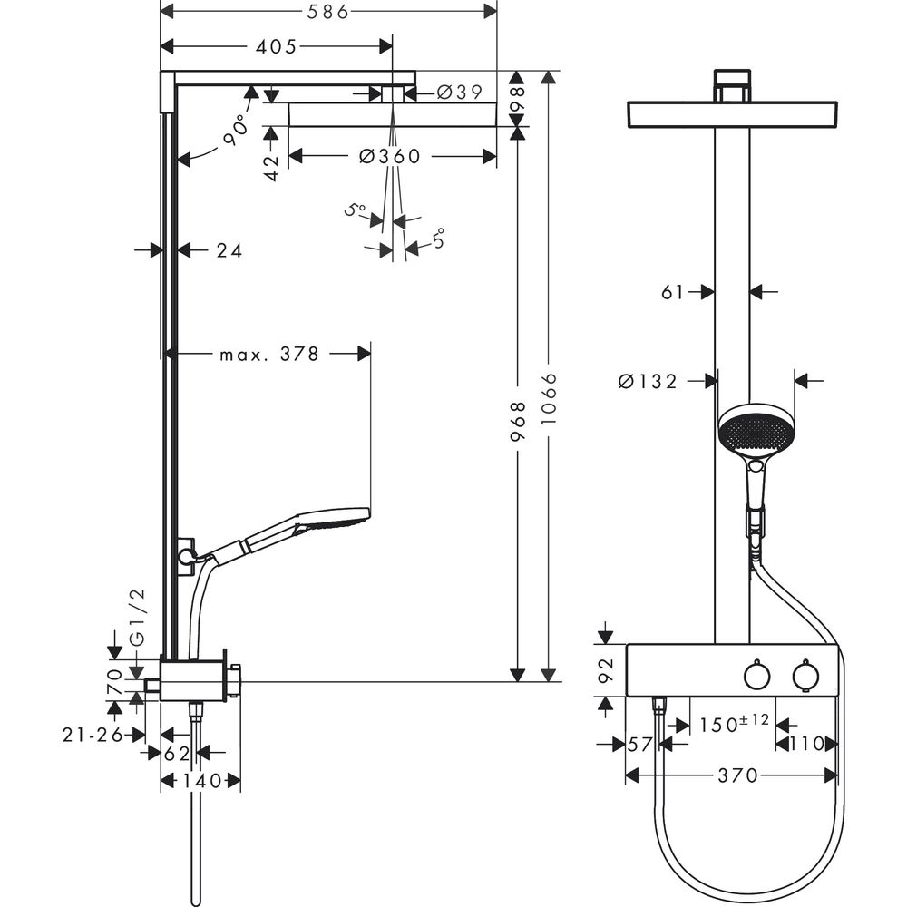 Душова система Hansgrohe Rainfinity Showerpipe 360 1jet з термостатом ...